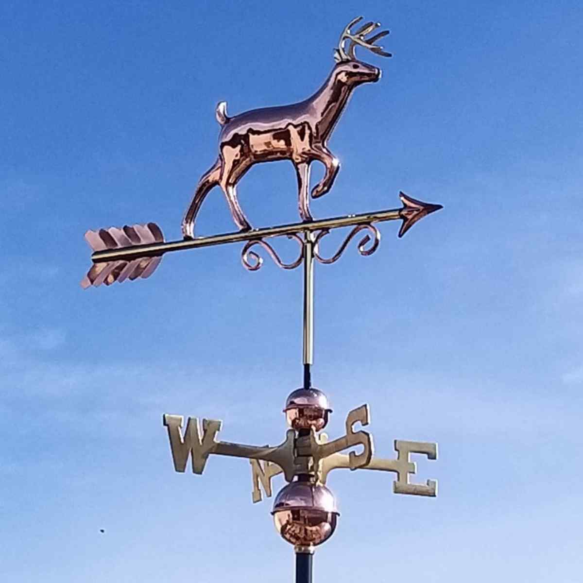Animal weathervanes: Large copper proud buck deer weathervane